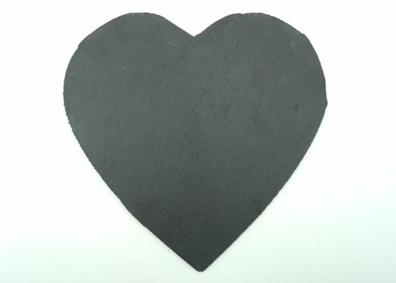 Natural Stone Placemats , Black Slate Plates Heart Shape With Pads