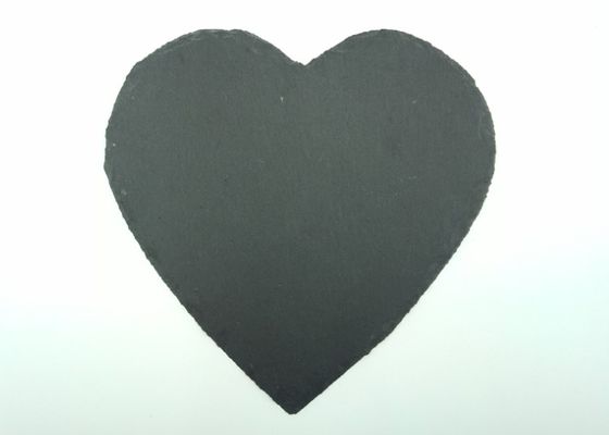 Natural Stone Placemats , Black Slate Plates Heart Shape With Pads